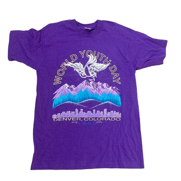 Shirts | 1993 Vintage World Youth Day Denver Colorado Graphic Purple ...